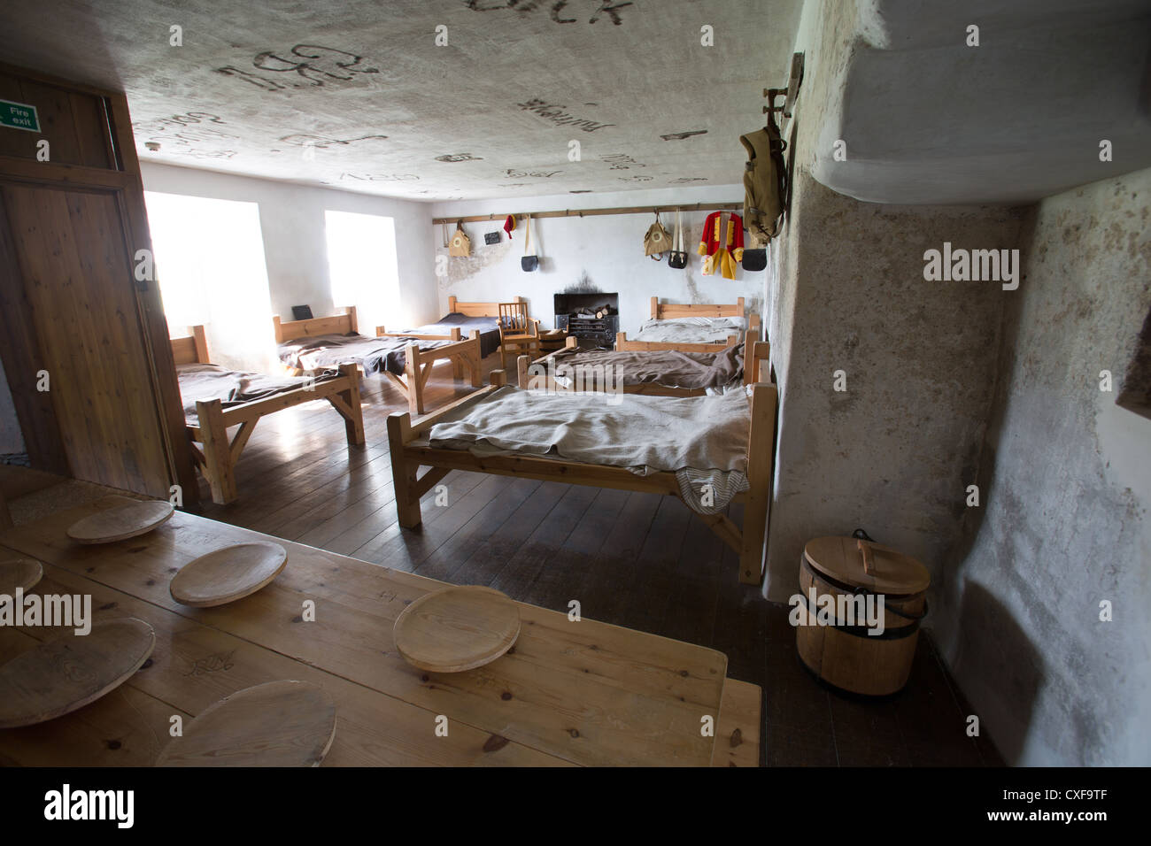 Area of Cock Burn, Scotland. The Soldiers Barrack Room of the historic ...