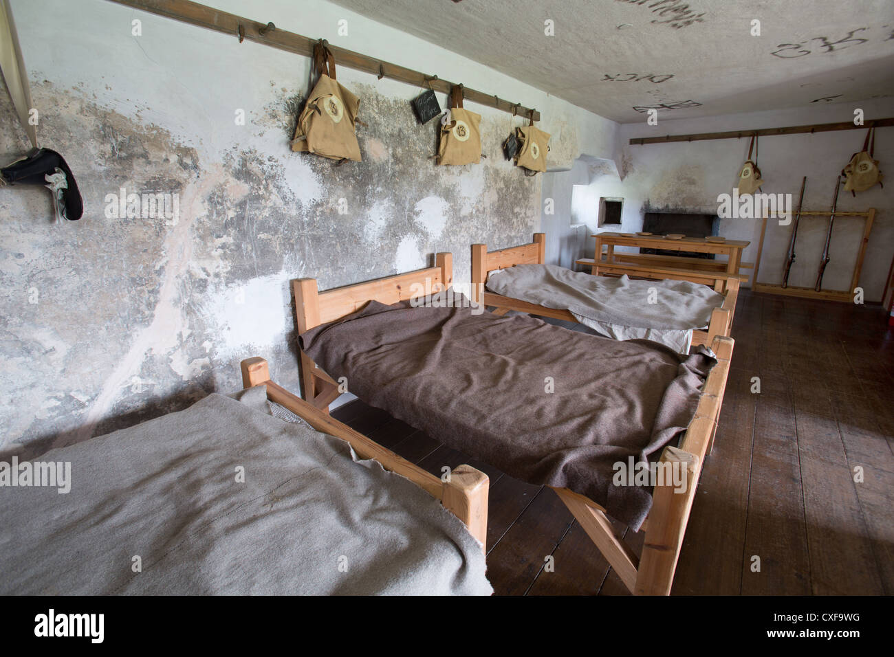 Area of Cock Burn, Scotland. The Soldiers Barrack Room of the historic ...