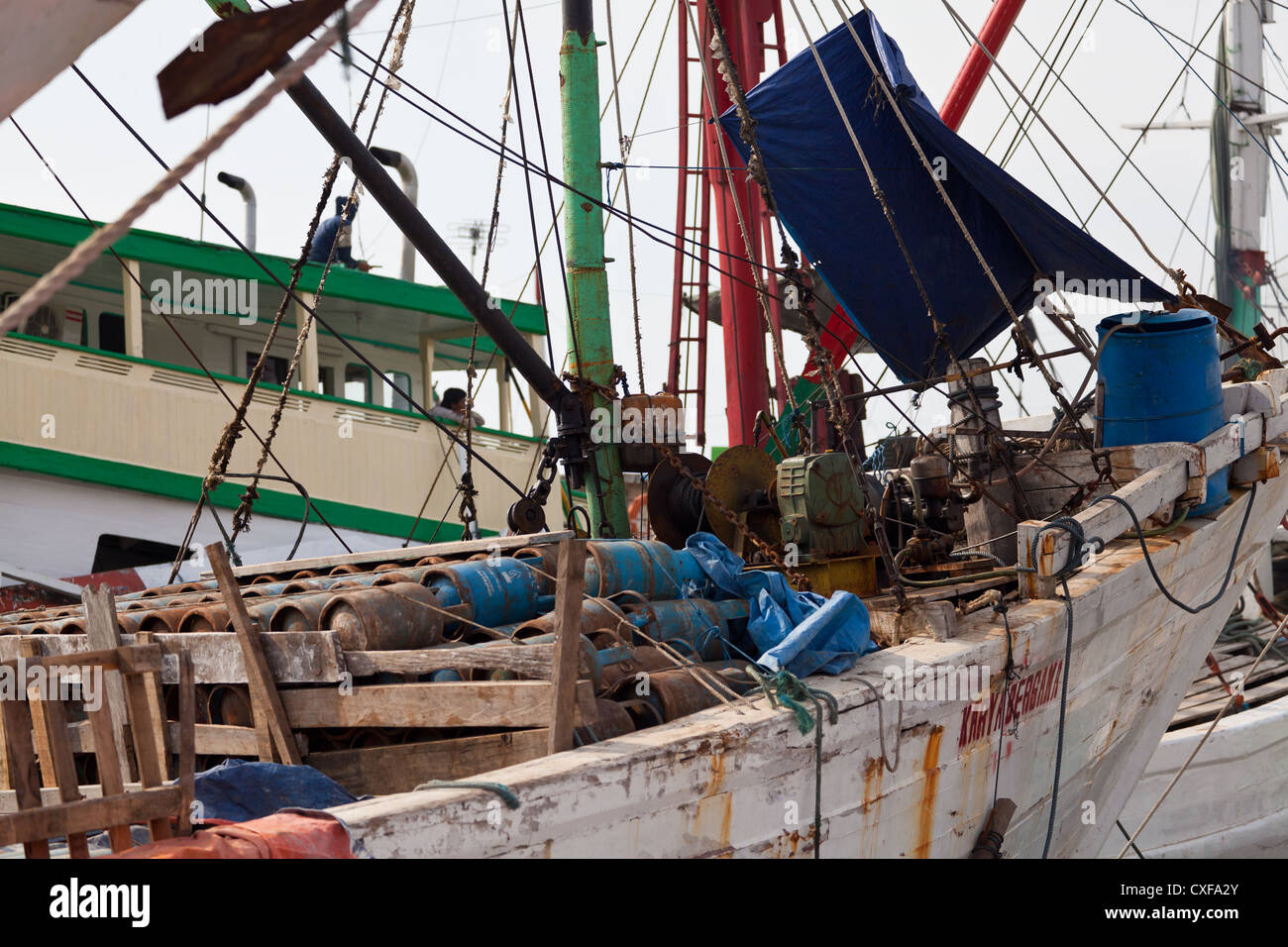 Traditional Sailing Ships in the Port of Sunda Kelapa in Jakarta Stock ...