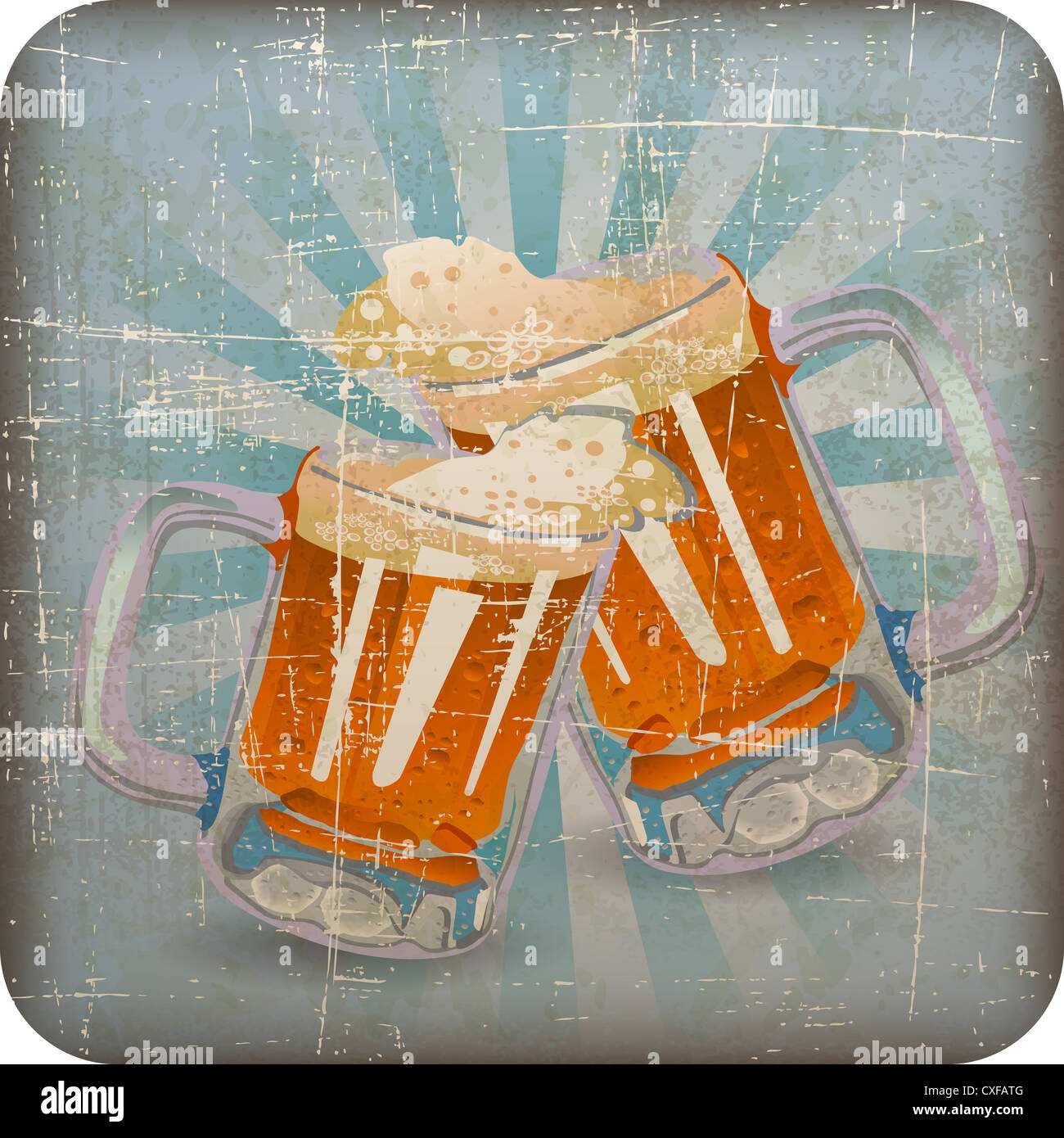 vintage beer clink glasses with Grunge Effect Stock Photo - Alamy