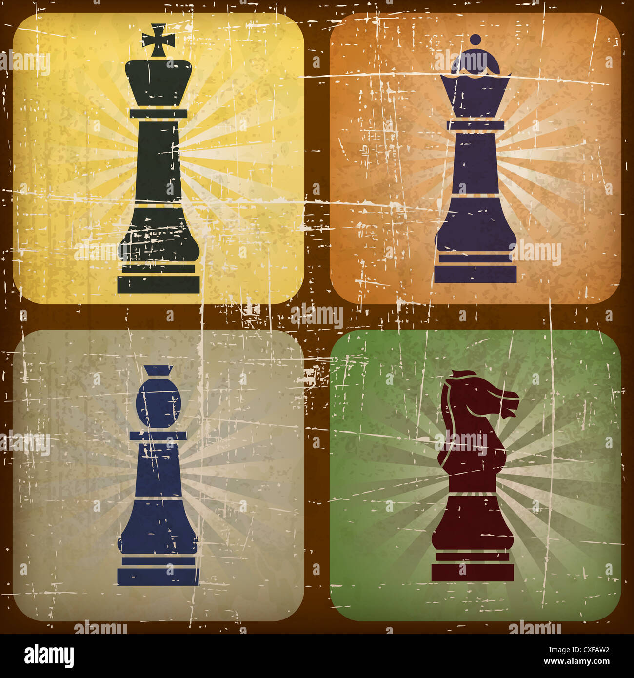 illustration vintage chess with grunge effect Stock Photo - Alamy