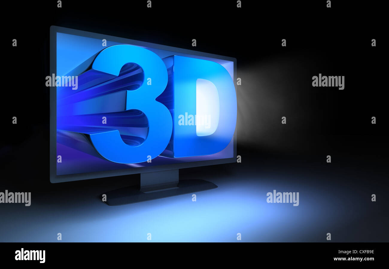Symbol "TV 3d" in the dark (done in 3d Stock Photo - Alamy