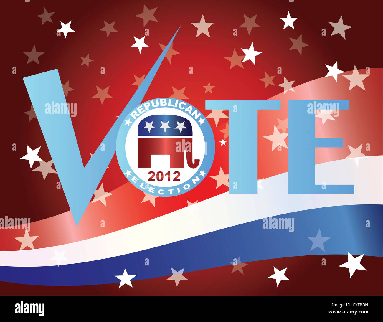 Vote Check Mark Text 2012 Republican with US Flag Background Stock ...