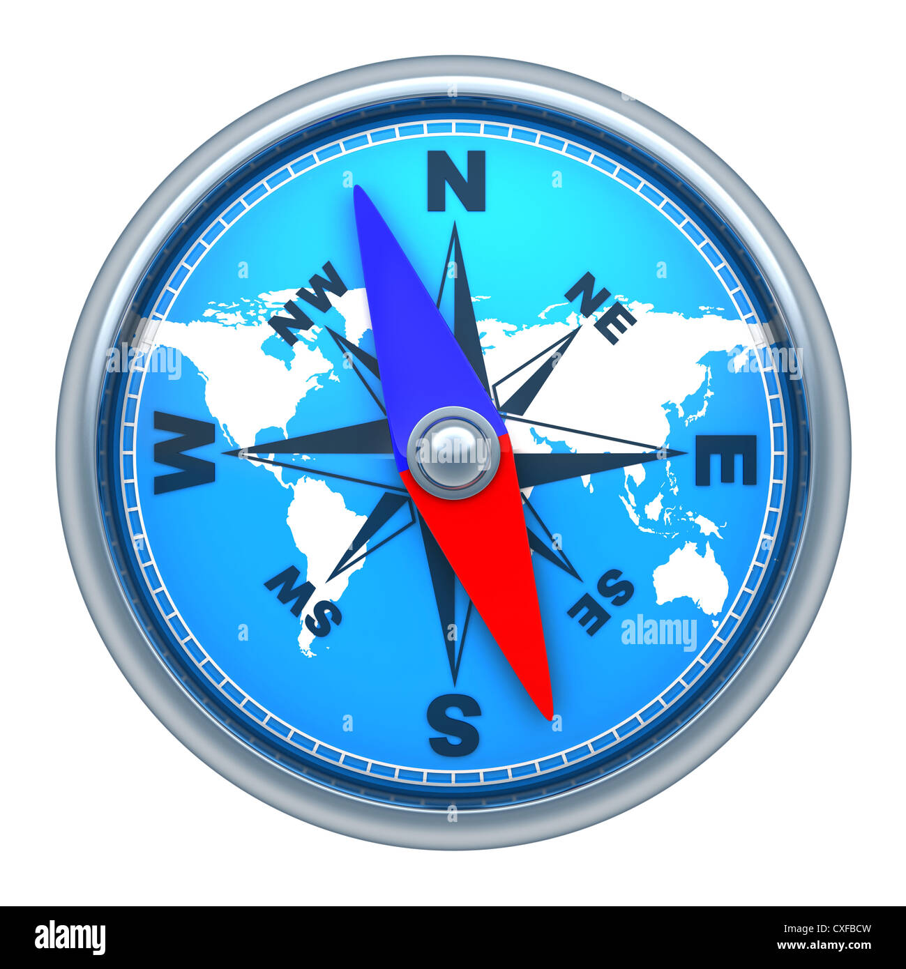 Mini compass (done in 3d, white background Stock Photo - Alamy