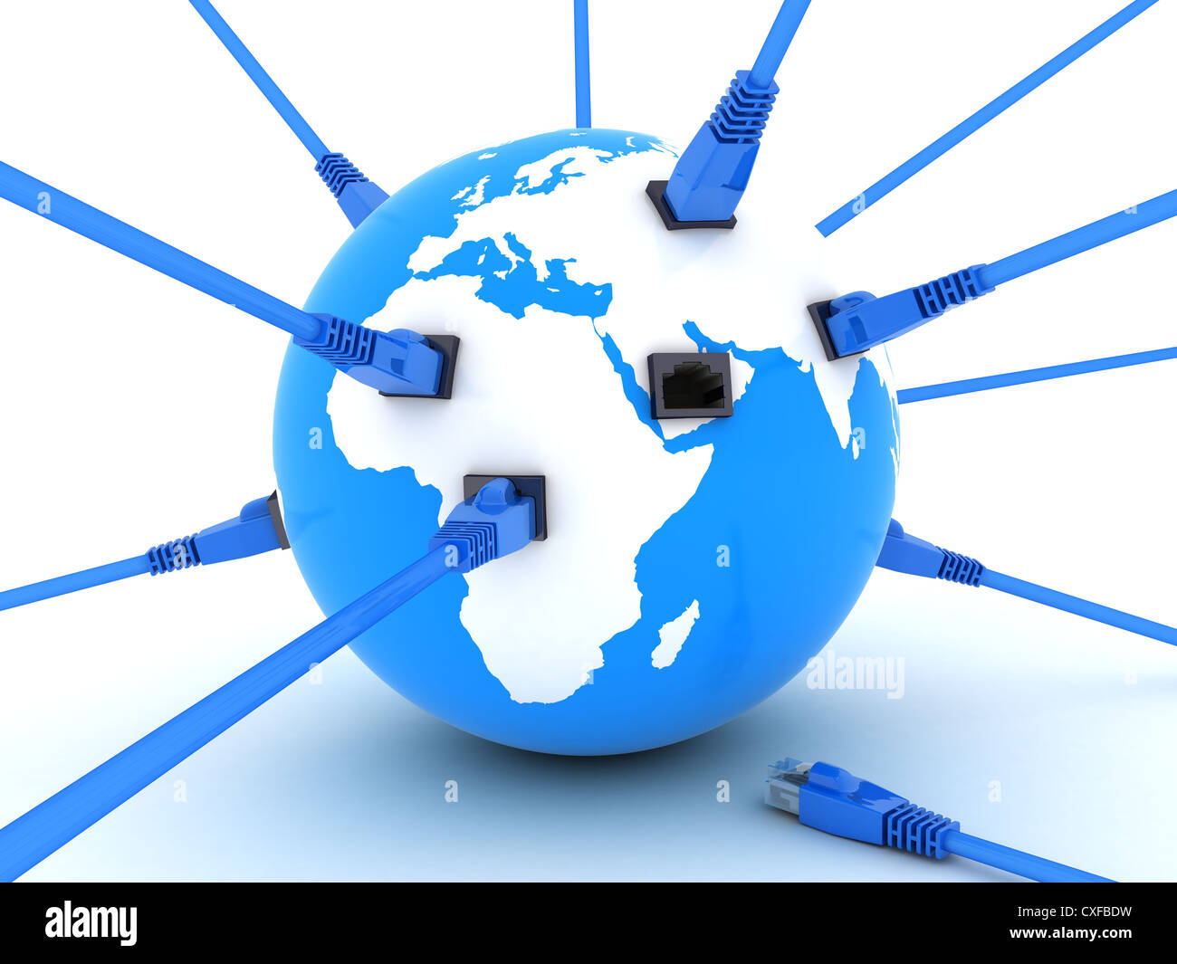 Earth and connect cable (done in 3d Stock Photo - Alamy