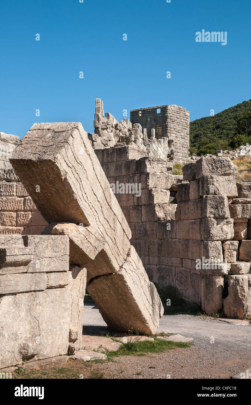 The massive stone remains of the Arcadia gate at ancient Messene ...