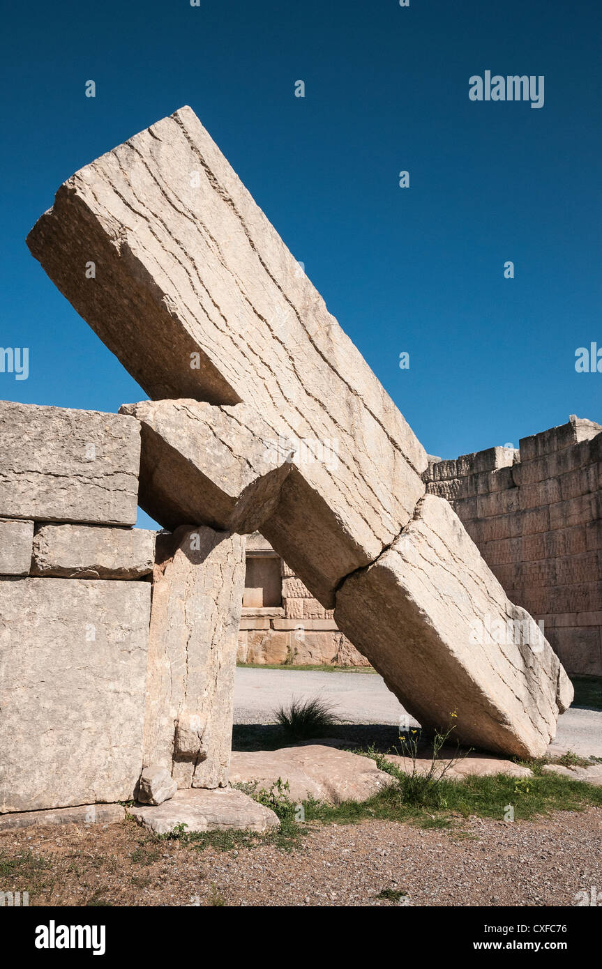 The massive stone remains of the Arcadia gate at ancient Messene ...