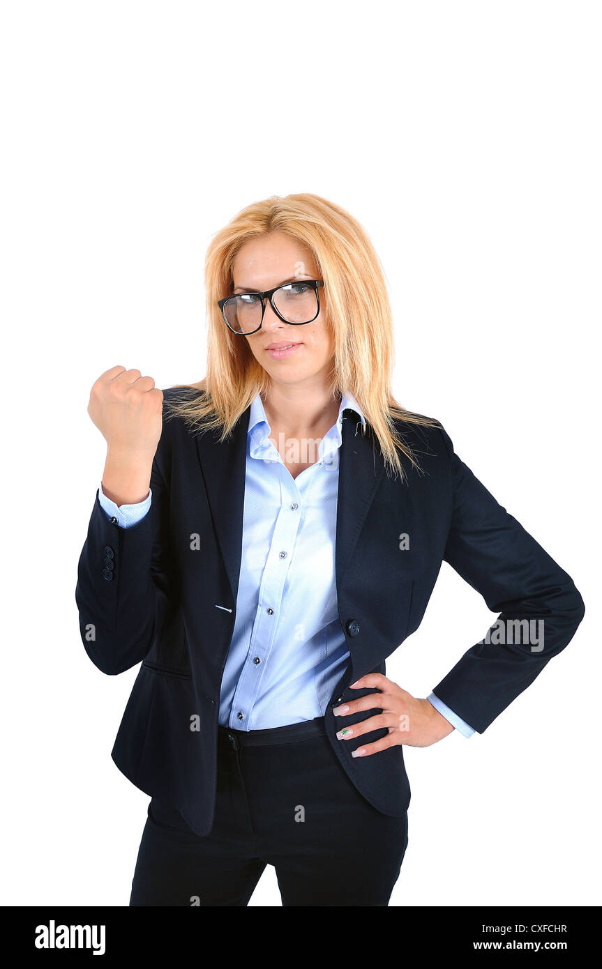 Isolated young business woman power Stock Photo - Alamy