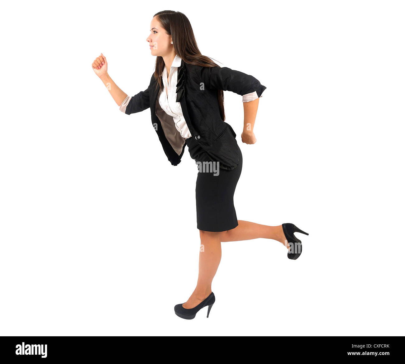 Isolated young business woman running Stock Photo - Alamy