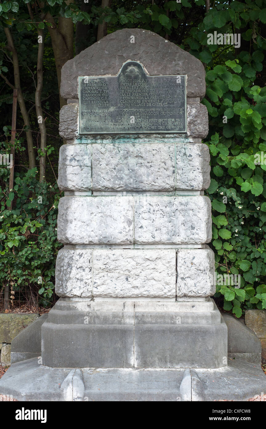 A monument commemorating the first shot fired in the First World War ...