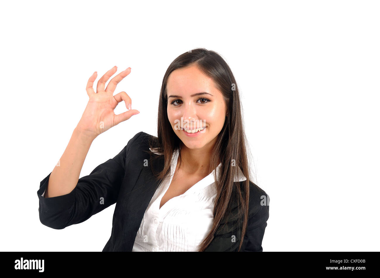 Isolated young business woman approval Stock Photo - Alamy