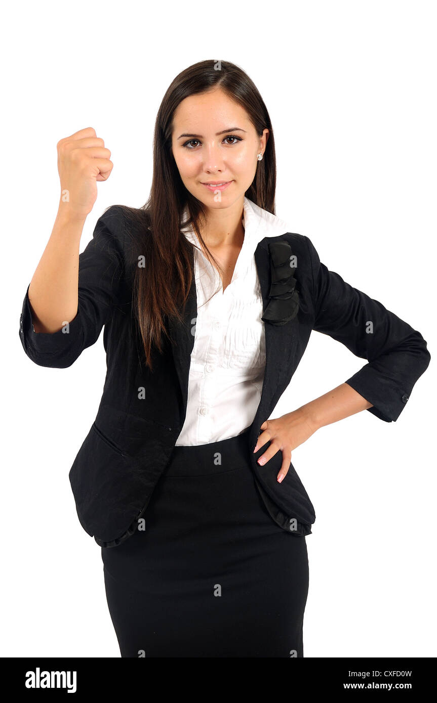 Isolated young business woman power Stock Photo - Alamy
