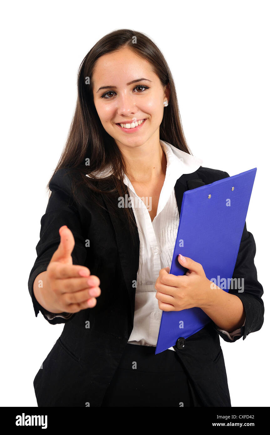 Pretty woman gesturing handshake hi-res stock photography and images - Alamy