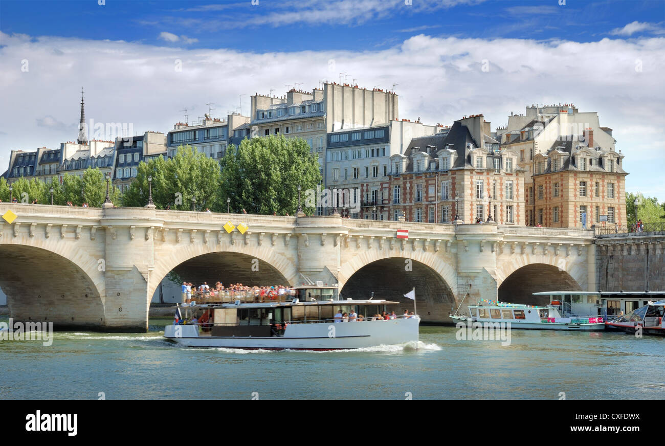 The Pont Neuf (New Bridge), the oldest standing bridge across the river ...