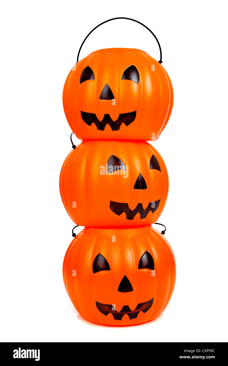 Stack of three jack-o-lanterns Stock Photo - Alamy