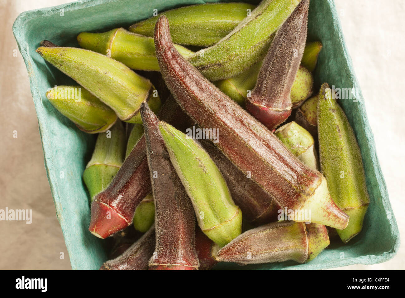 punnet or basket of fresh okra Stock Photo - Alamy