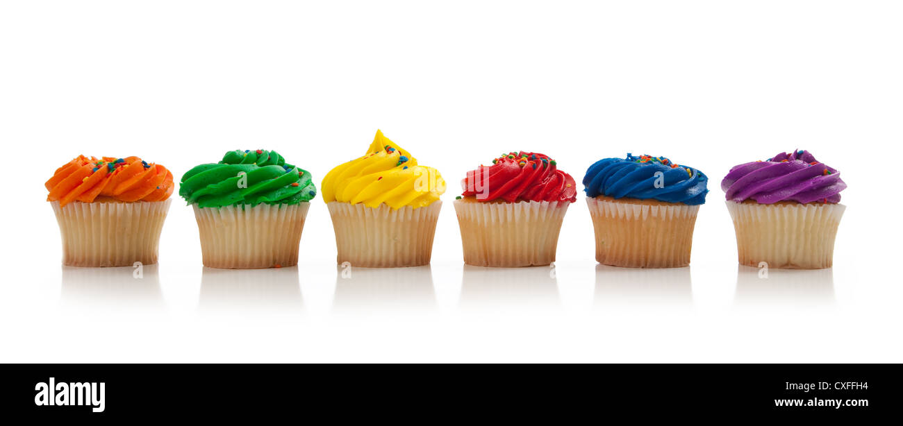 row of Multicolored cupcakes Stock Photo - Alamy
