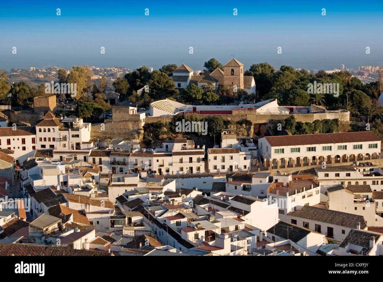 white town of Mijas from Malaga Calvary Chapel Costa del Sol Andalucia ...