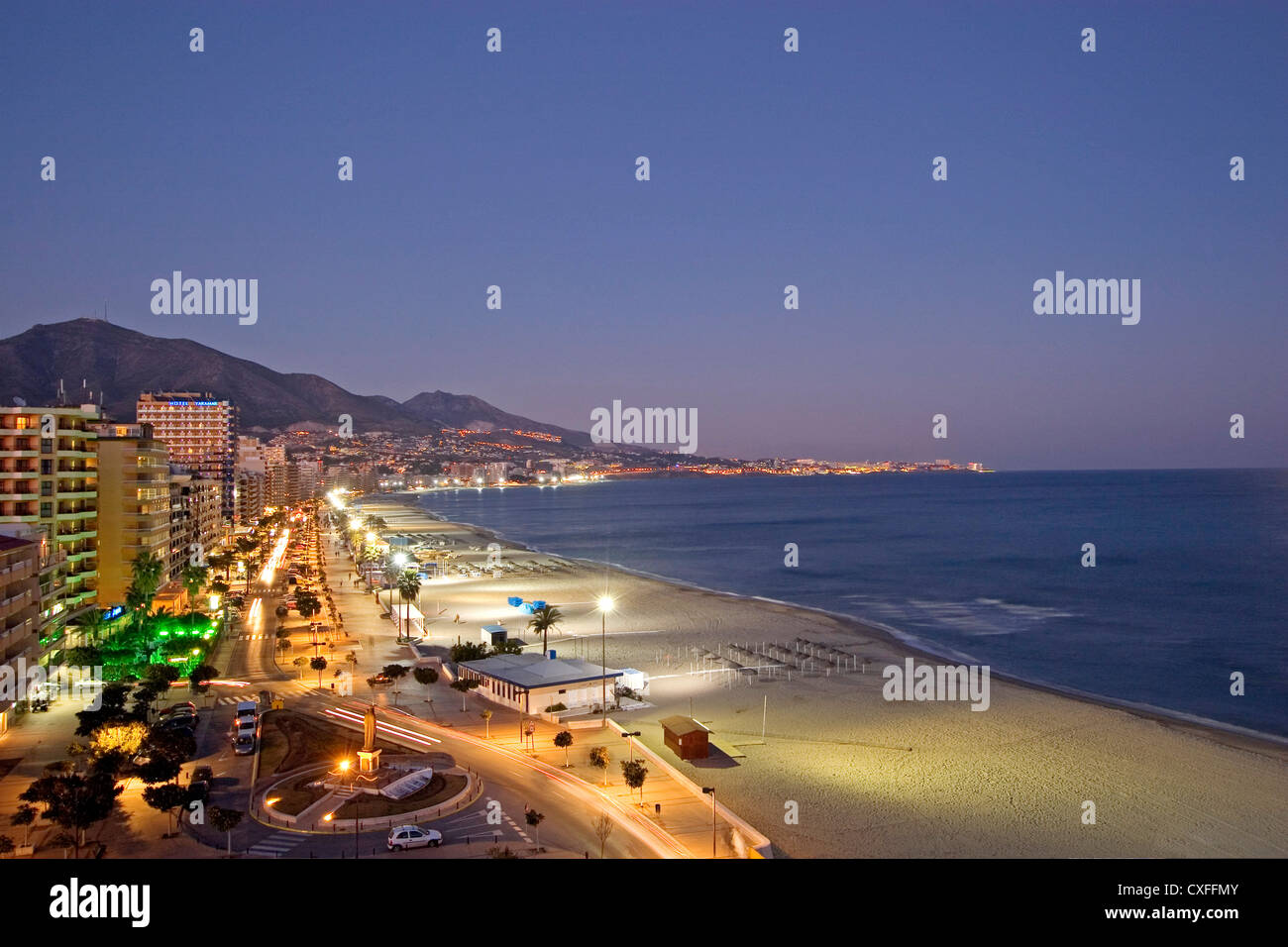 Fuengirola seafront promenade at sunset Malaga Costa del Sol andalusia ...