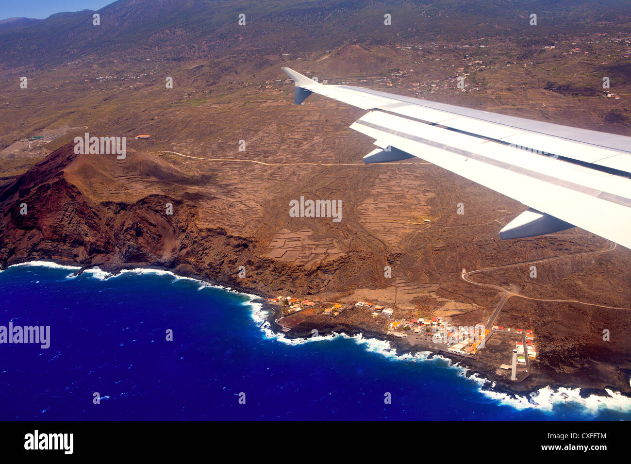 Aerial view from airplane of La Palma at Canary islands Stock Photo - Alamy
