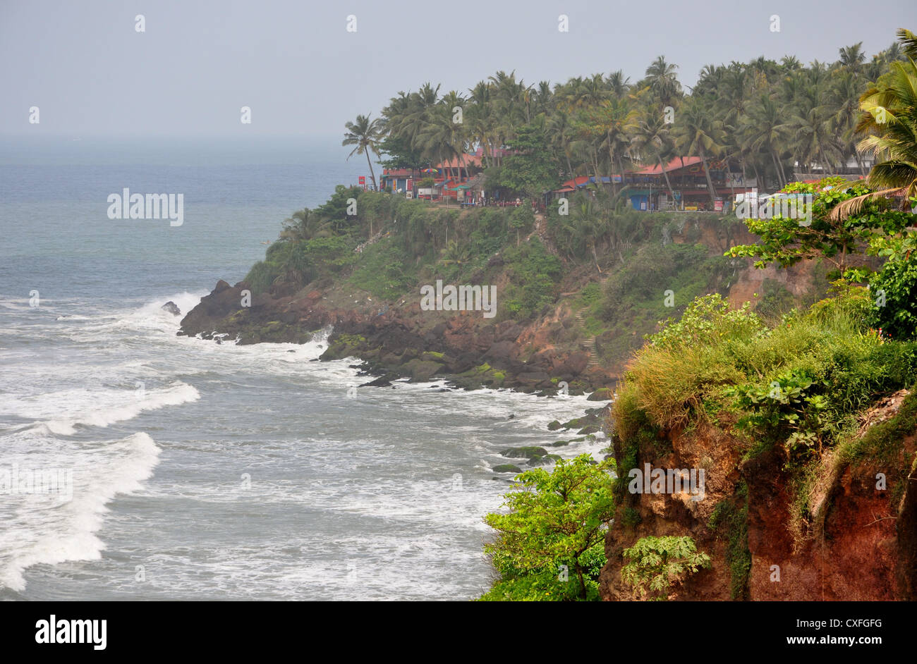 The beach and the cliff at Varkala, Kerala, India Stock Photo - Alamy