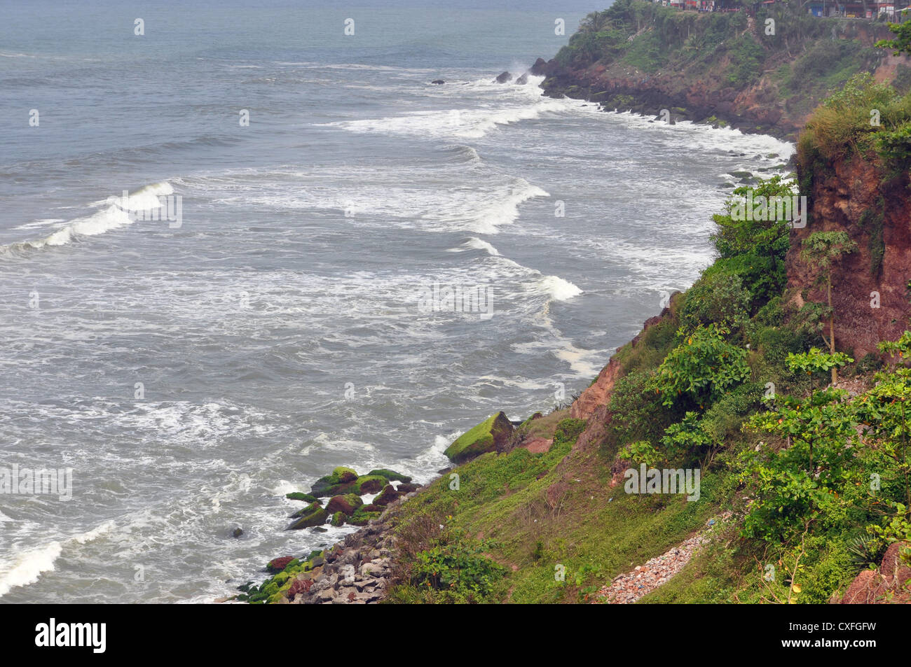 The beach and the cliff at Varkala, Kerala, India Stock Photo - Alamy