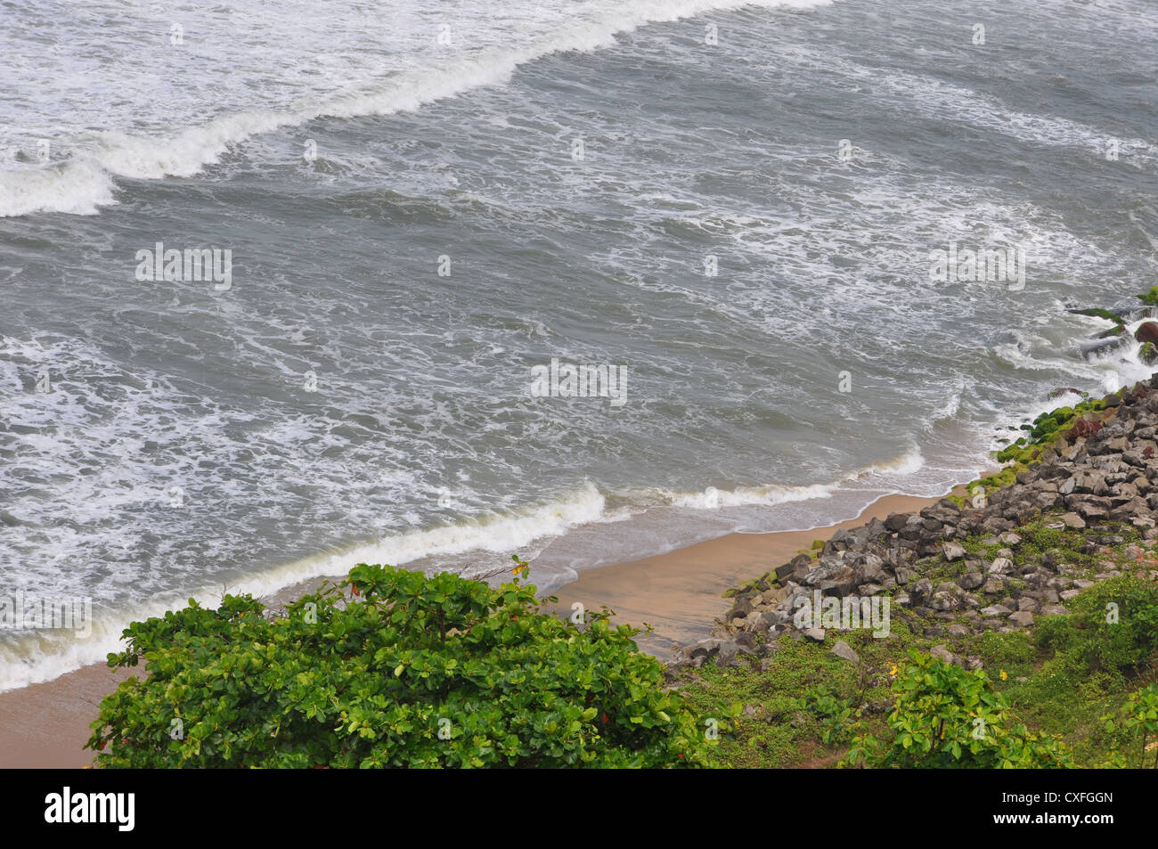 The beach and the cliff at Varkala, Kerala, India Stock Photo - Alamy