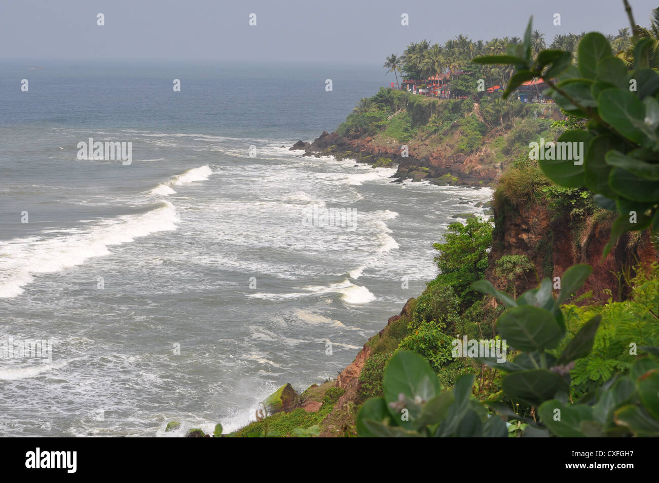 The beach and the cliff at Varkala, Kerala, India Stock Photo - Alamy