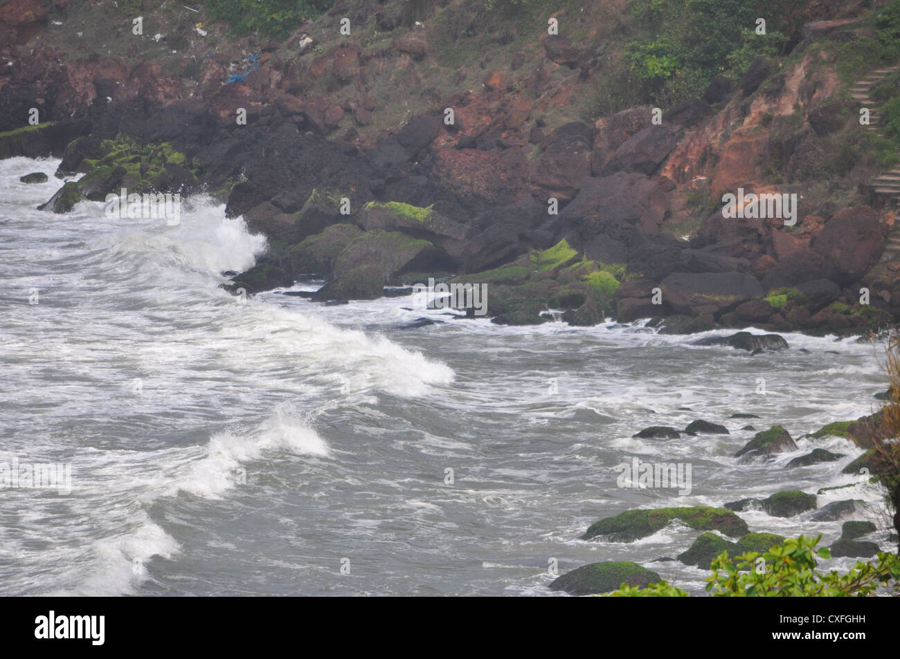 The beach and the cliff at Varkala, Kerala, India Stock Photo - Alamy