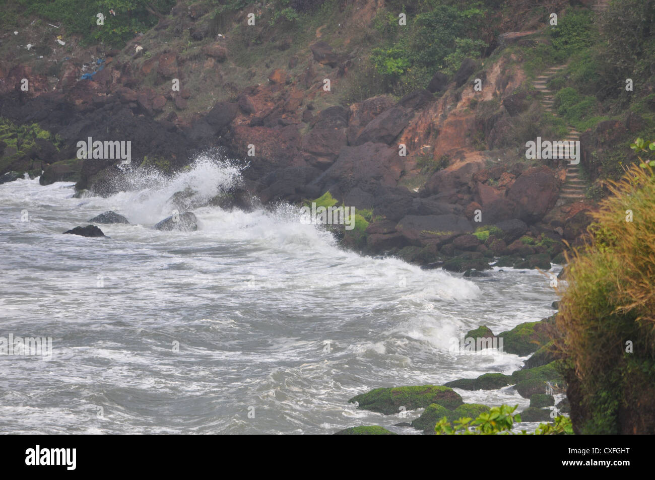 The beach and the cliff at Varkala, Kerala, India Stock Photo - Alamy