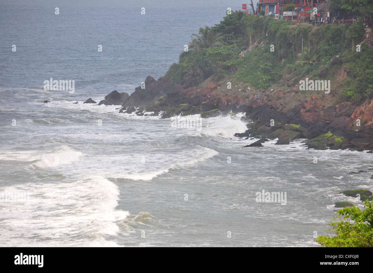 The beach and the cliff at Varkala, Kerala, India Stock Photo - Alamy