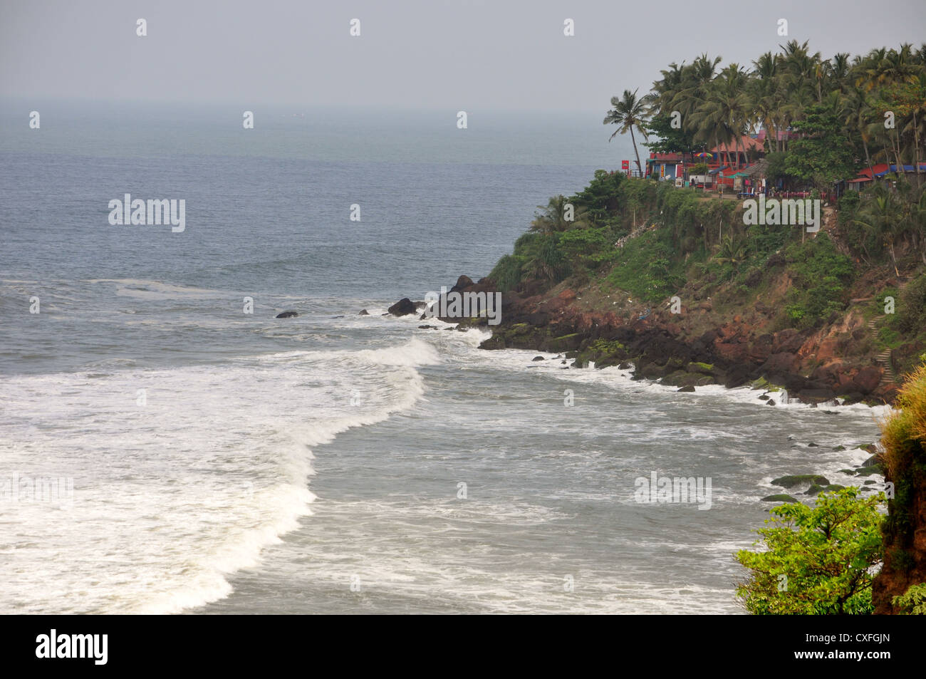 The beach and the cliff at Varkala, Kerala, India Stock Photo - Alamy