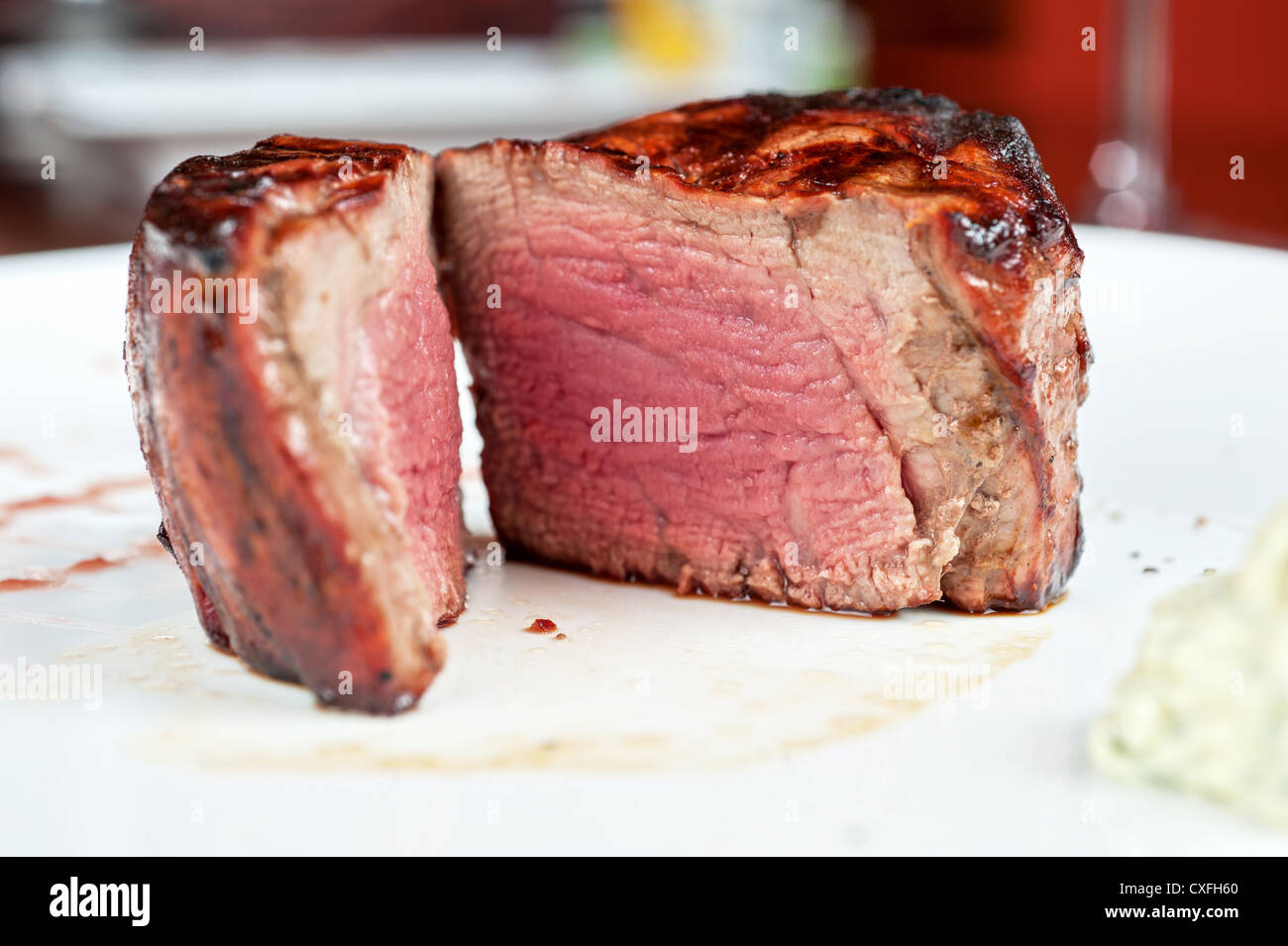 Filet mignon, char-grilled to medium rare Stock Photo - Alamy