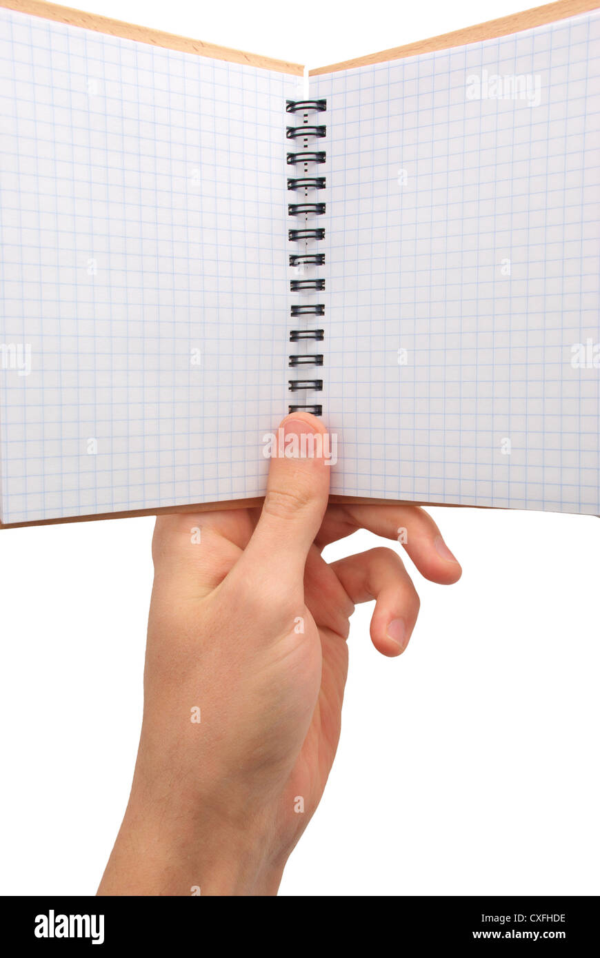 Note pad in hand. Element of design Stock Photo - Alamy