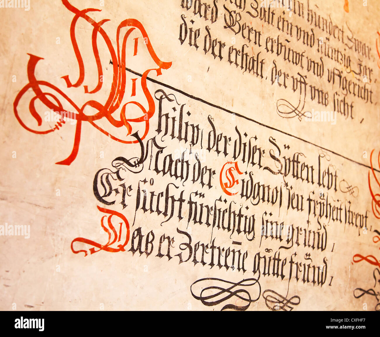 Writing on the wall of medieval castle Stock Photo - Alamy