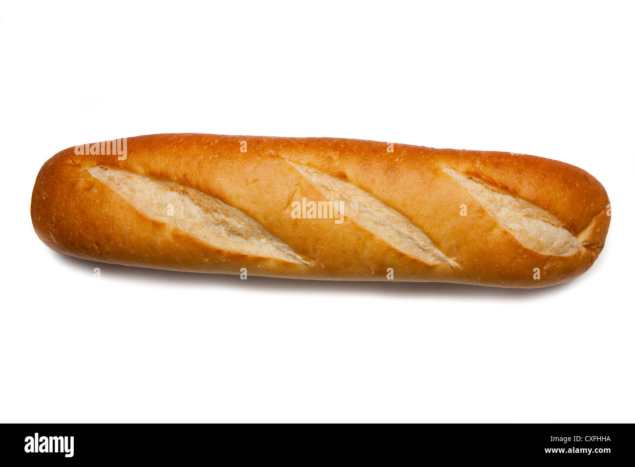 A loaf of French bread on a white background Stock Photo - Alamy