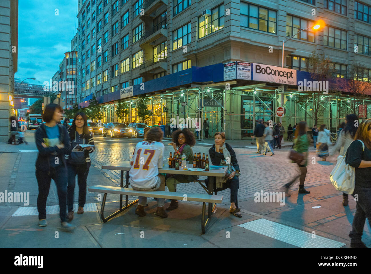 New york city brooklyn dumbo crowd street scene hi-res stock ...