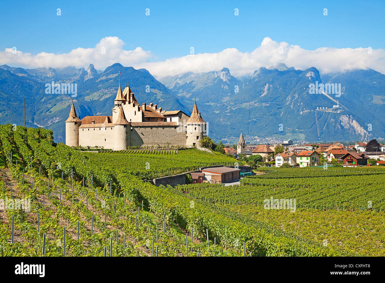 Famous castle Chateau d'Aigle in canton Vaud, Switzerland Stock Photo ...