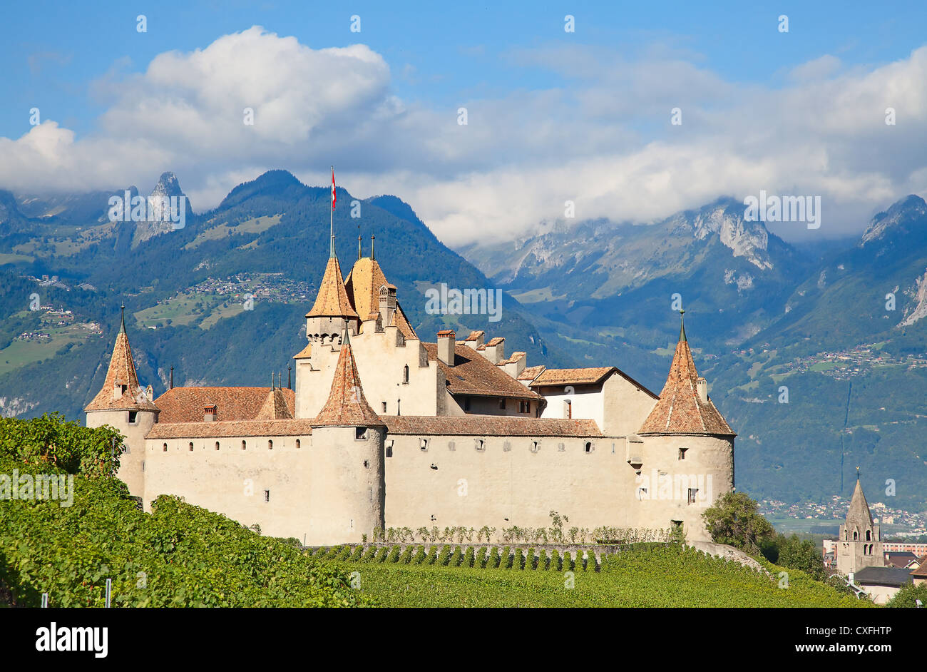 Famous castle Chateau d'Aigle in canton Vaud, Switzerland Stock Photo ...