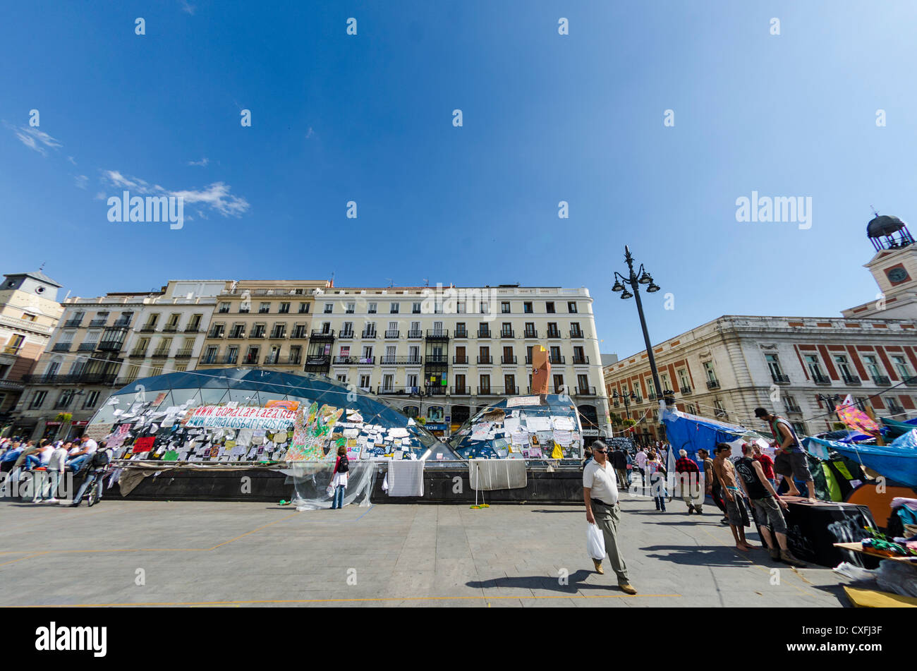 Puerta del Sol square during 15M social protest. Spanish revolution ...