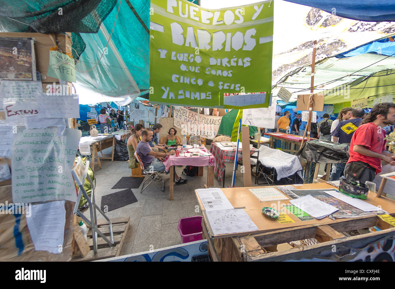 Puerta del Sol square during 15M social protest. Spanish revolution ...