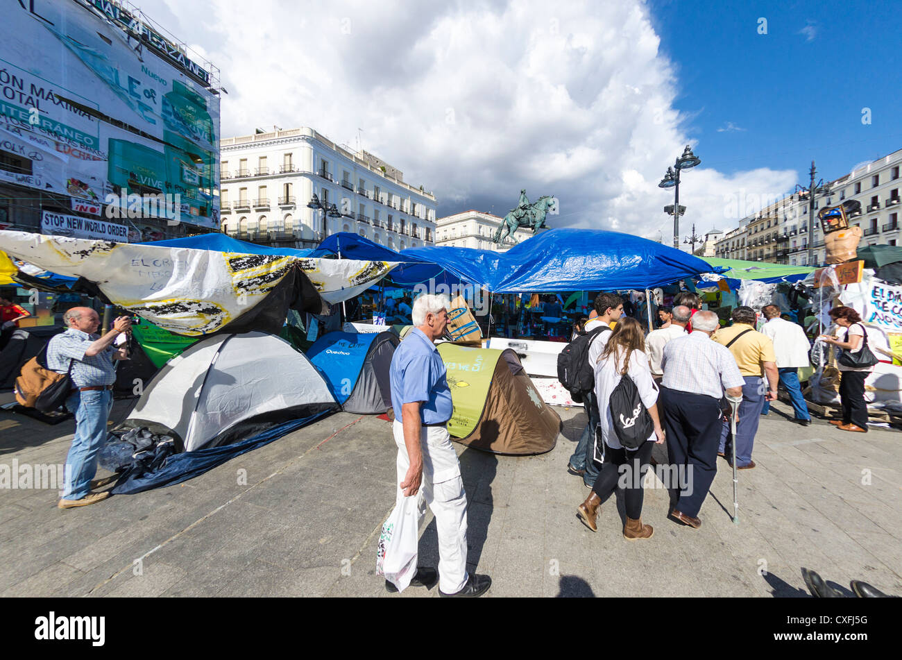 Puerta del Sol square during 15M social protest. Spanish revolution ...