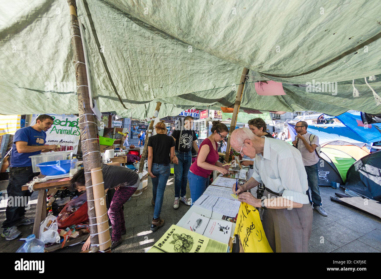 Puerta del Sol square during 15M social protest. Spanish revolution ...