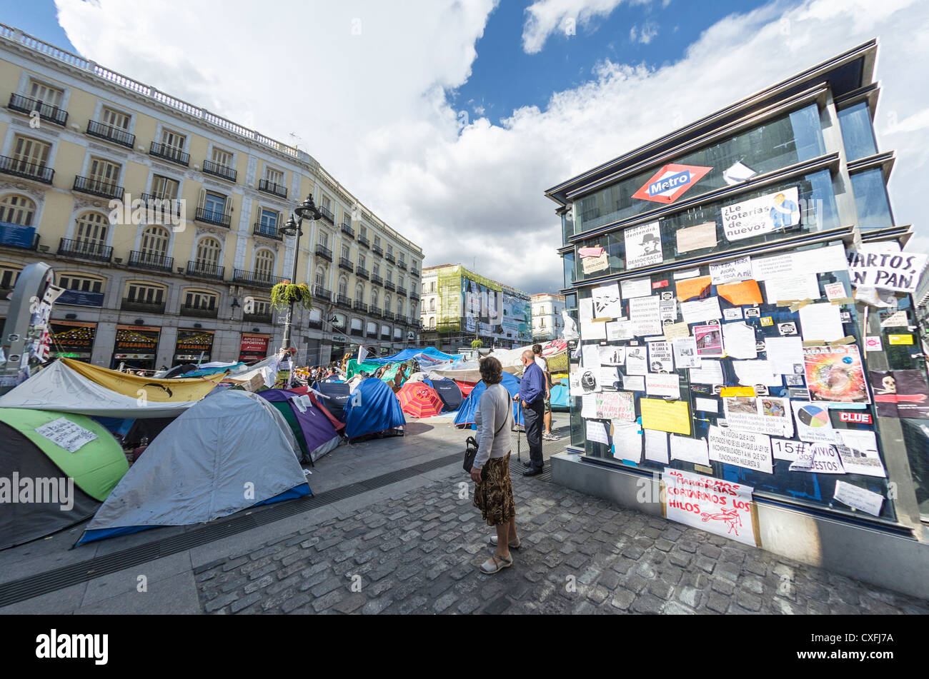 Puerta del Sol square during 15M social protest. Spanish revolution ...