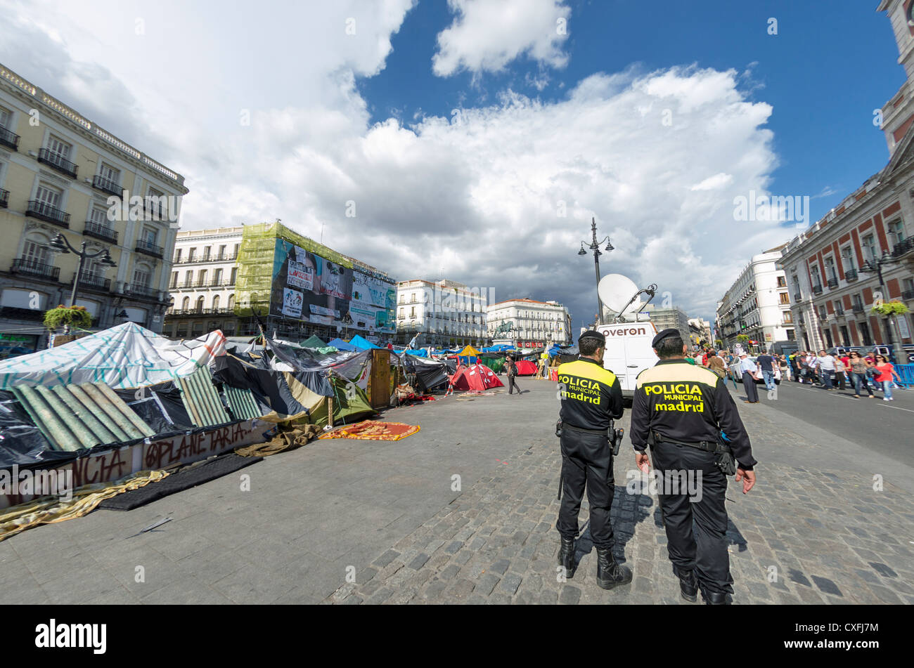 Puerta del Sol square during 15M social protest. Spanish revolution ...