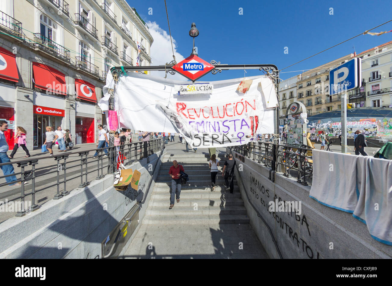 Puerta del Sol square during 15M social protest. Spanish revolution ...