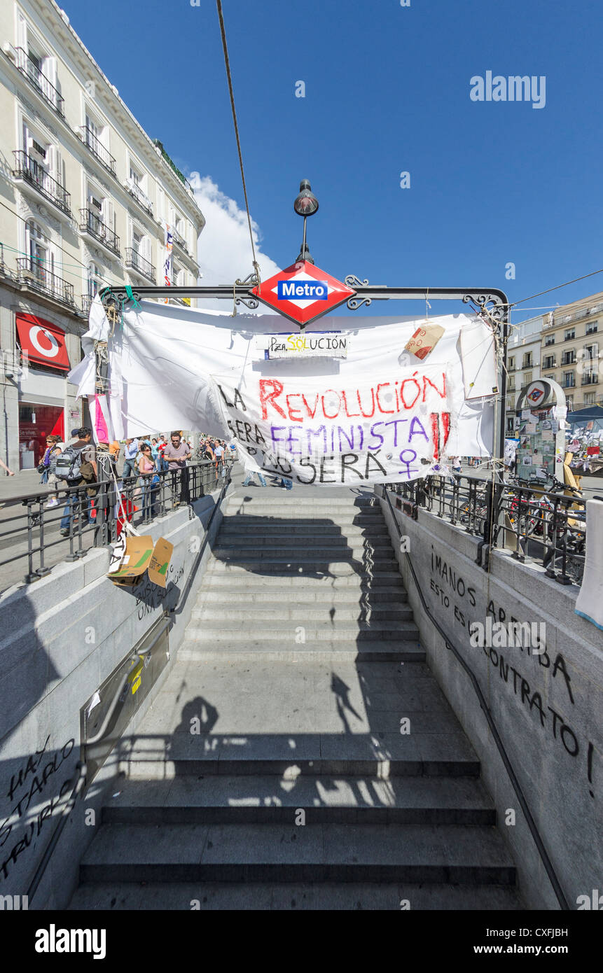 Puerta del Sol square during 15M social protest. Spanish revolution ...