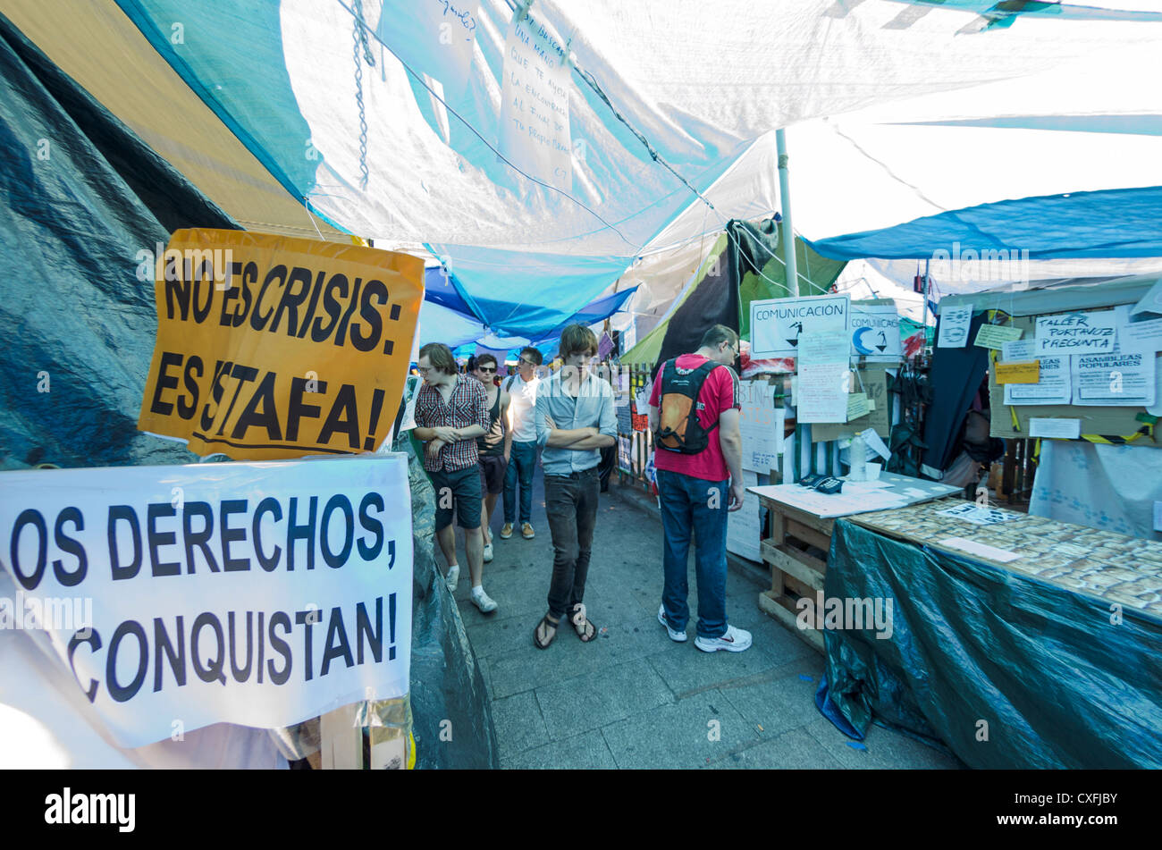 Puerta del Sol square during 15M social protest. Spanish revolution ...