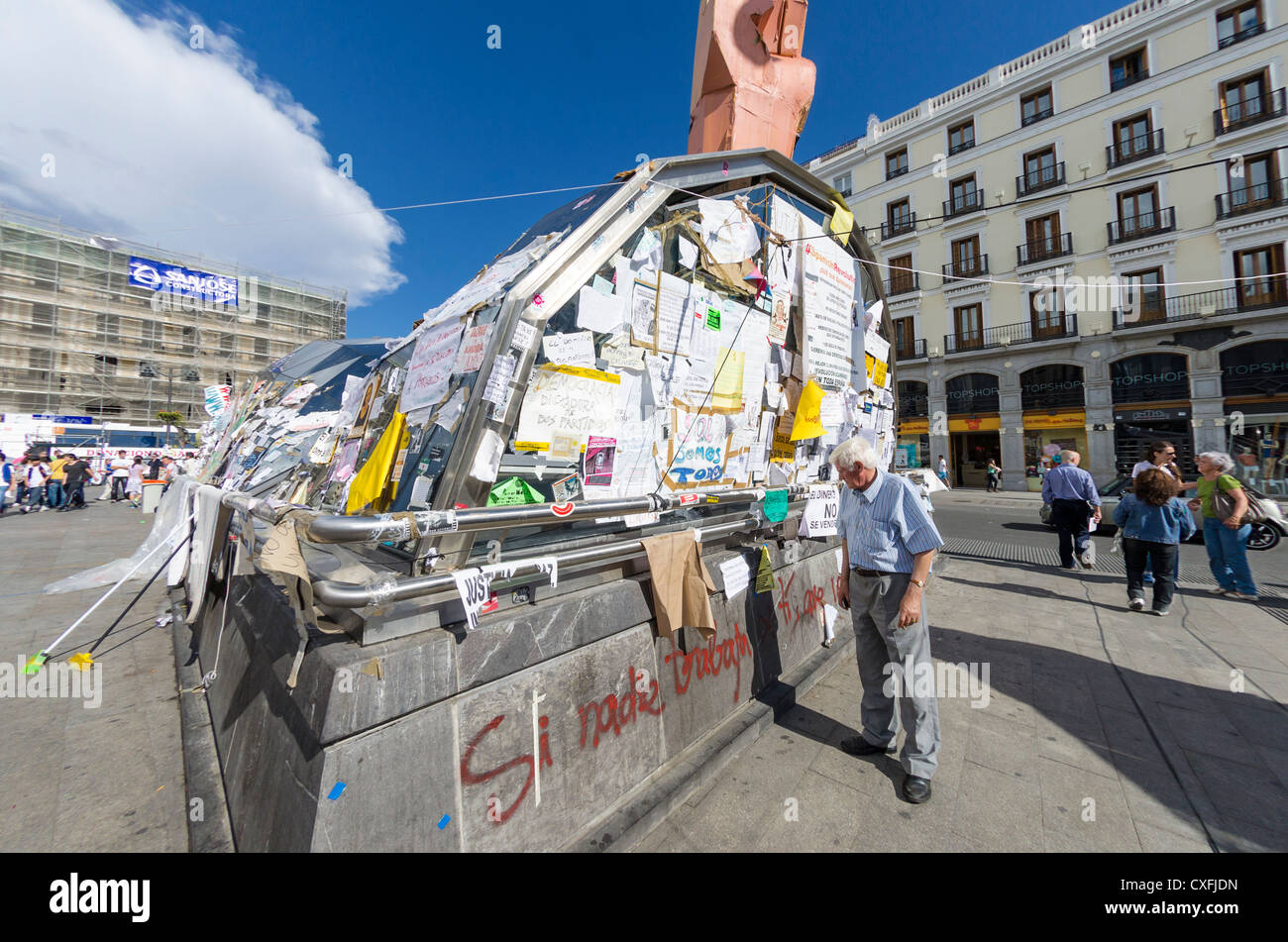 Puerta del Sol square during 15M social protest. Spanish revolution ...