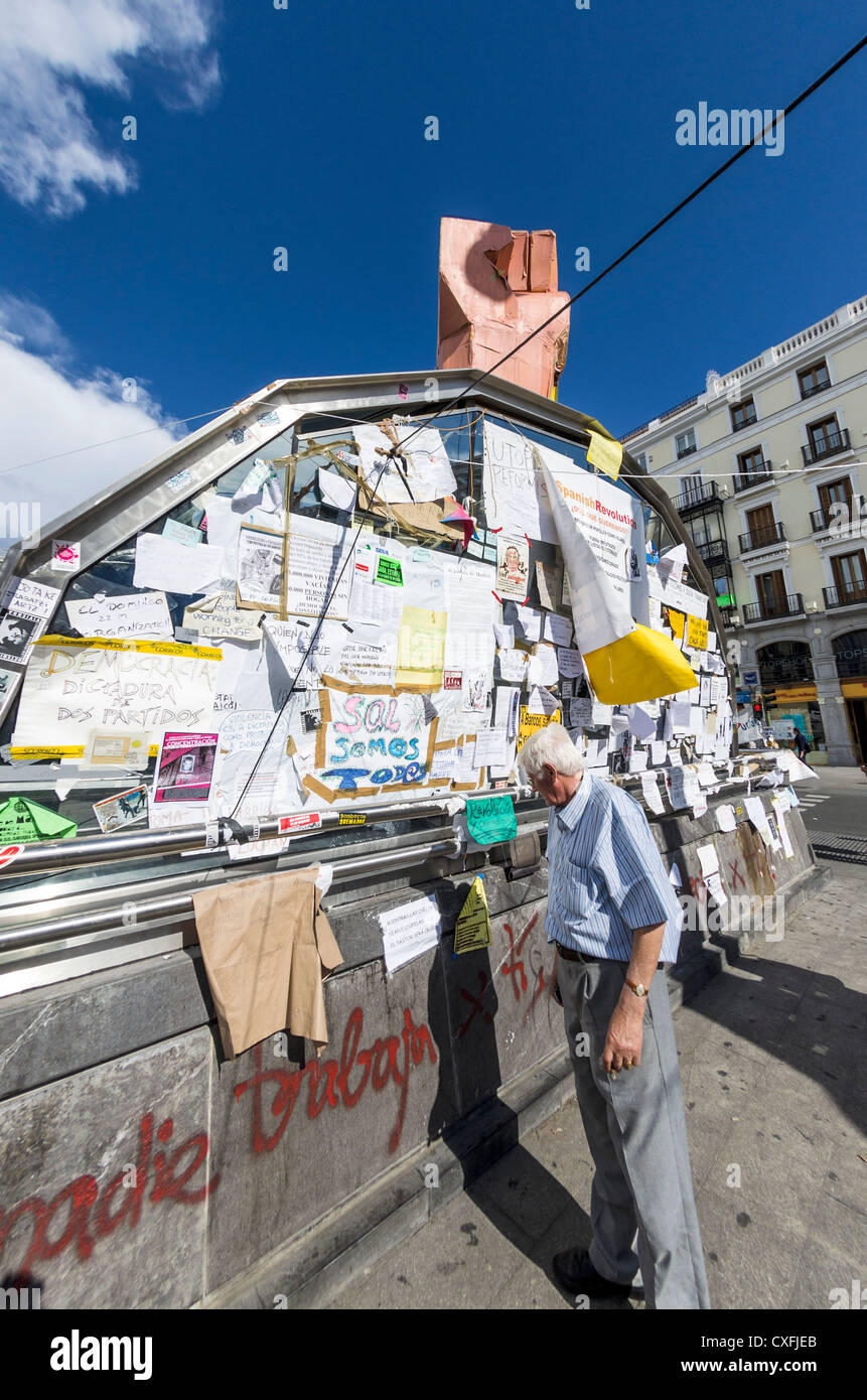 Puerta del Sol square during 15M social protest. Spanish revolution ...